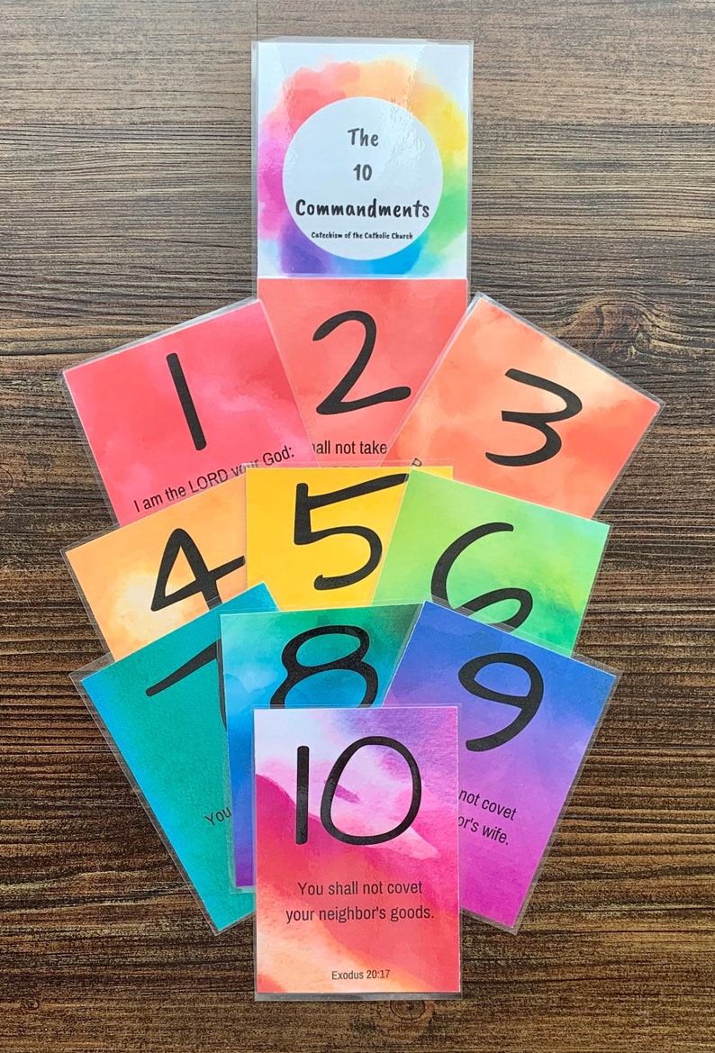 10 Commandments Flashcards, Catholic 10 Commandments, 10 Commandments ...