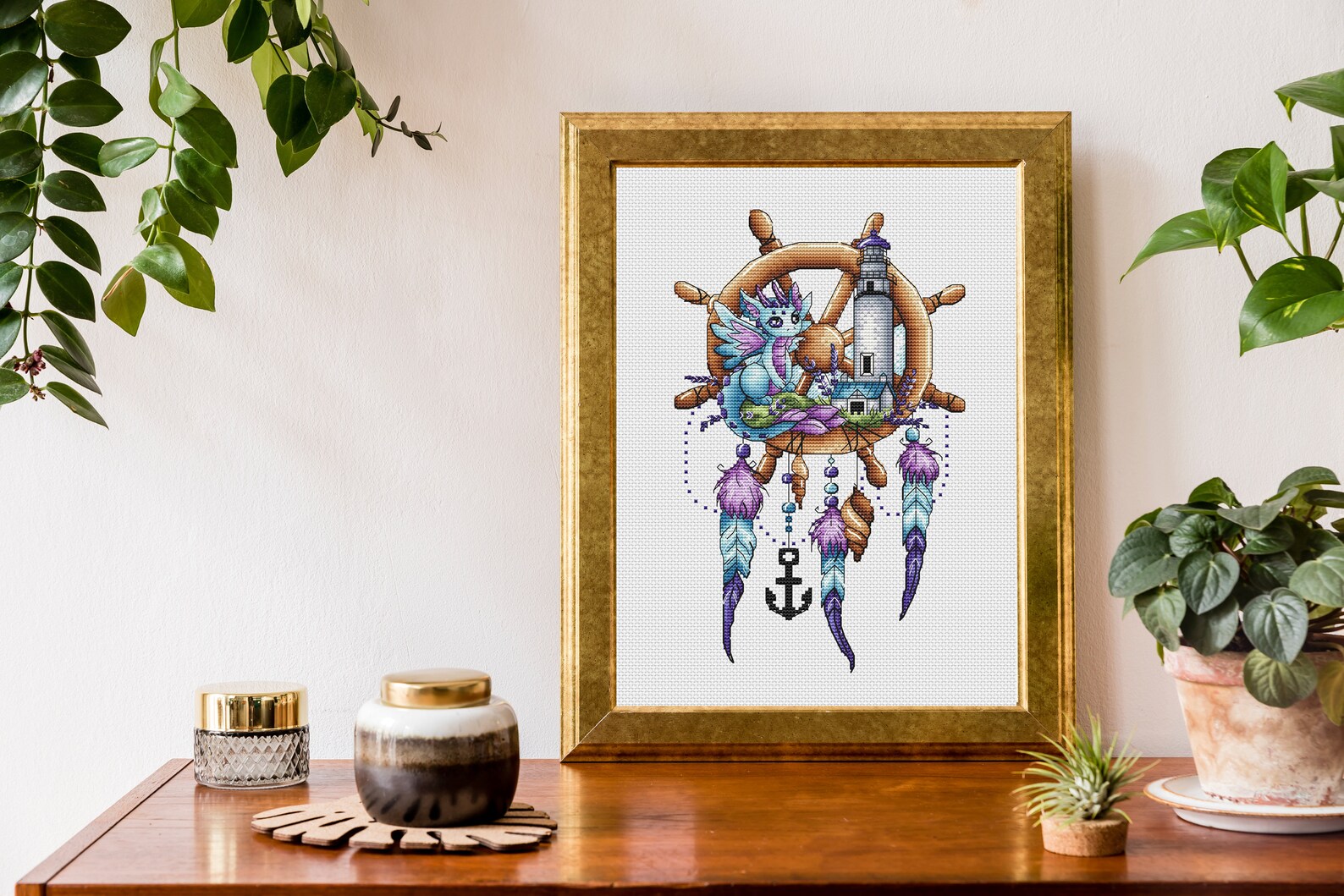 Dragon Dream Catcher Cross Stitch Pattern, Lighthouse Fantasy Design ...
