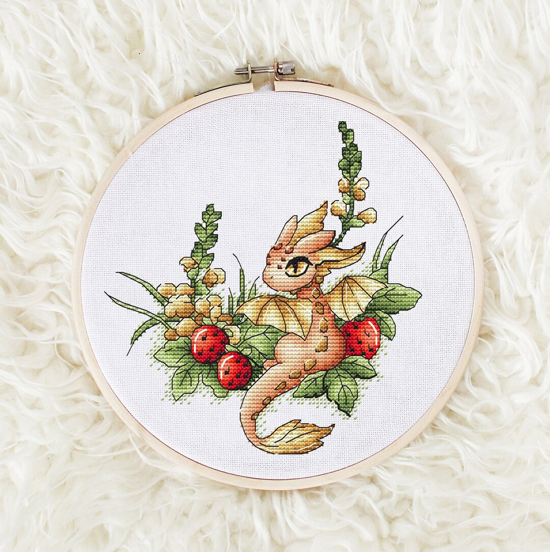 Dragon Cross Stitch Pattern PDF Instant Download, Strawberries Dragon ...