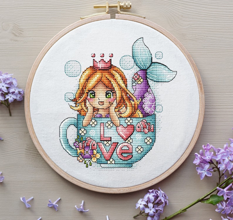 Mermaid Cross Stitch Pattern Ocean Princess Digital Pattern - Etsy