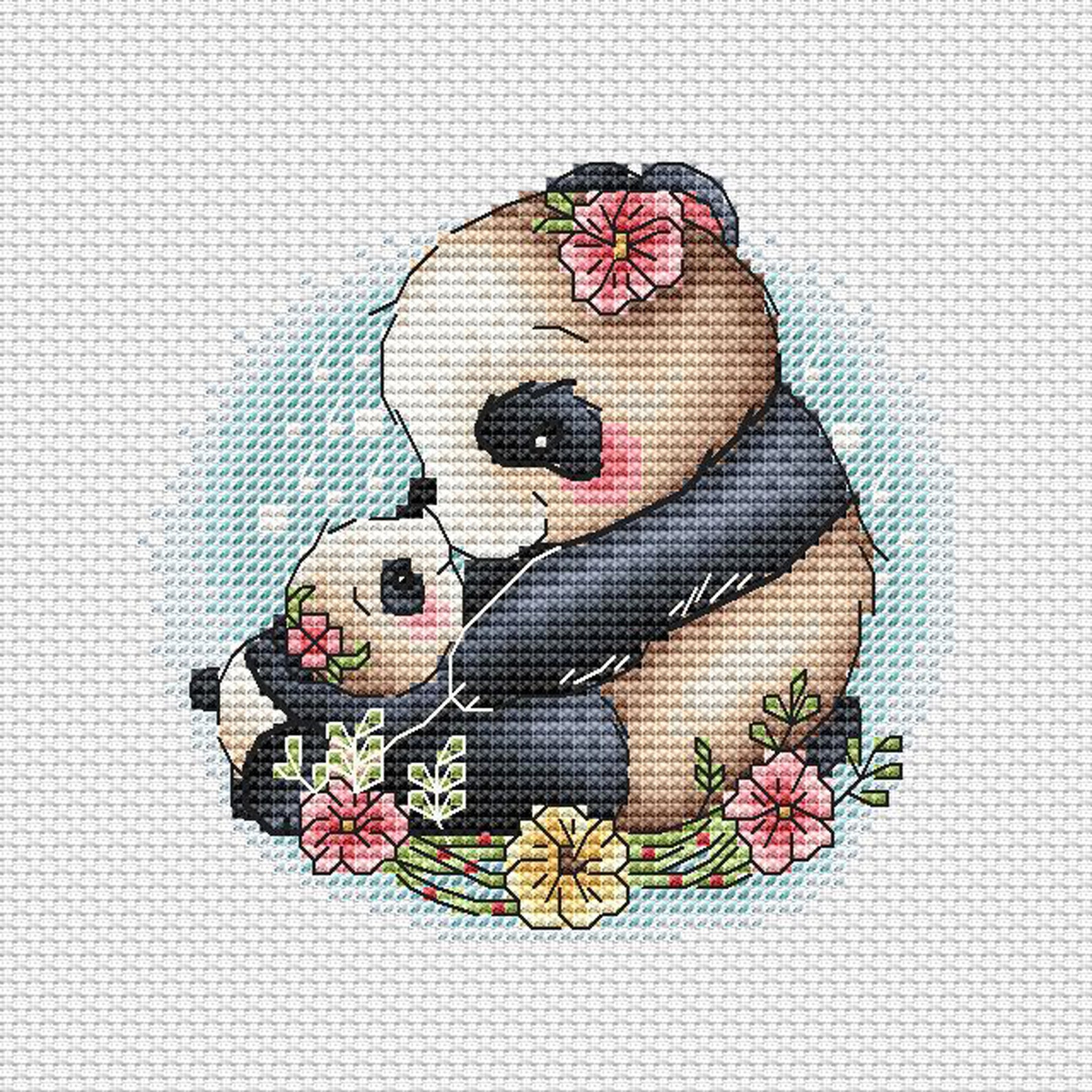 Panda Family Cross Stitch Pattern PDF Instant Download Mommy - Etsy
