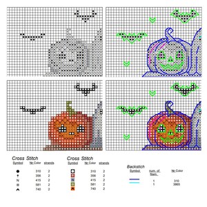 Halloween Decor Cross Stitch Pattern, Halloween Fireplace, Pumpkin and ...