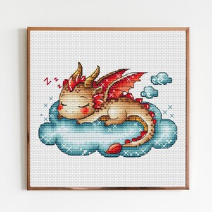 Dragon Cross Stitch Pattern, Gold Sleeping Dragon Cross Stitch, Fantasy ...