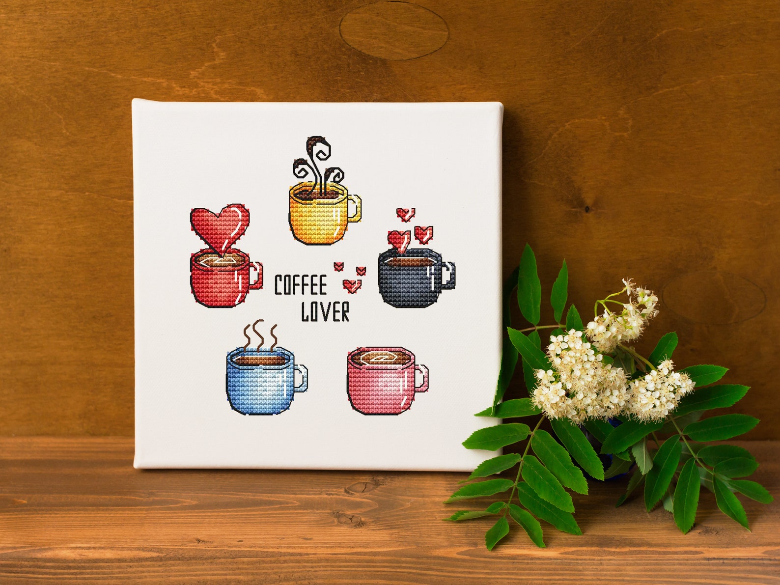 Coffee Cross Stitch Pattern PDF Cups of Coffee Counted Cross - Etsy