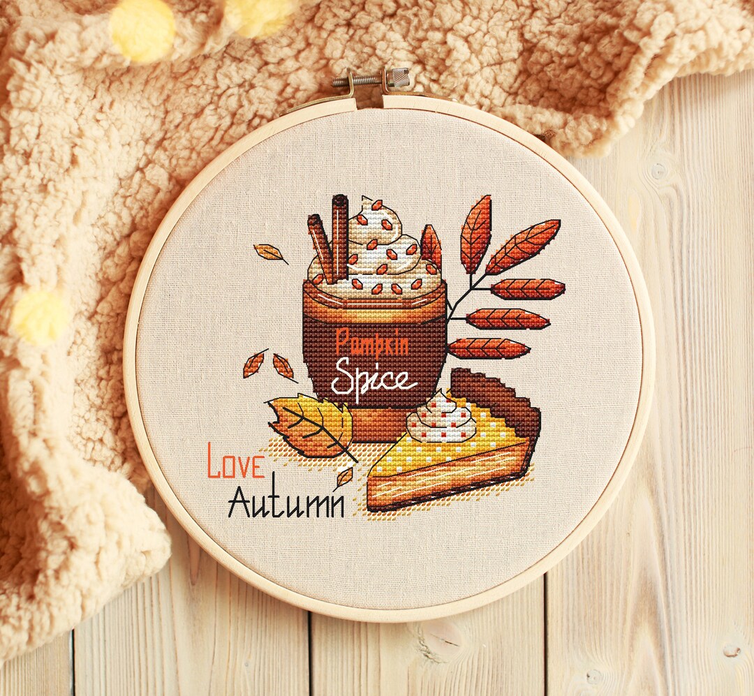 Coffee Cross Stitch Pattern PDF, Pumpkin Spice Latte Counted Cross ...