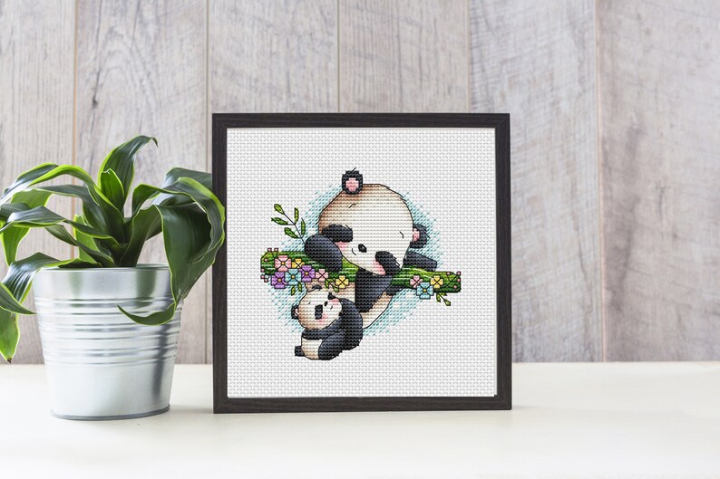 Panda Cross Stitch Pattern PDF Instant Download Panda Family - Etsy