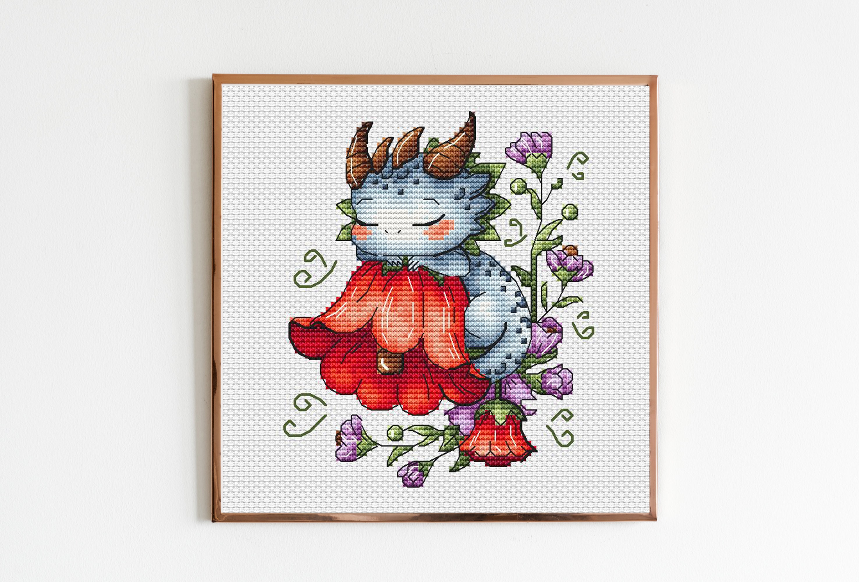 Dragon Cross Stitch Pattern, Dragon on the Bell Cross Stitch, Fantasy ...