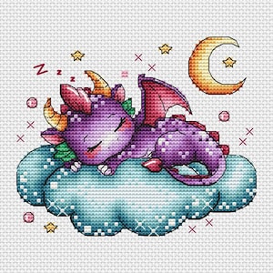 Dragon Cross Stitch Pattern, Sleeping Dragon Cross Stitch, Fantasy ...