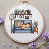 Cats Cross Stitch Pattern PDF, Matcha Cats in Cup Cross Stitch, Kitchen ...