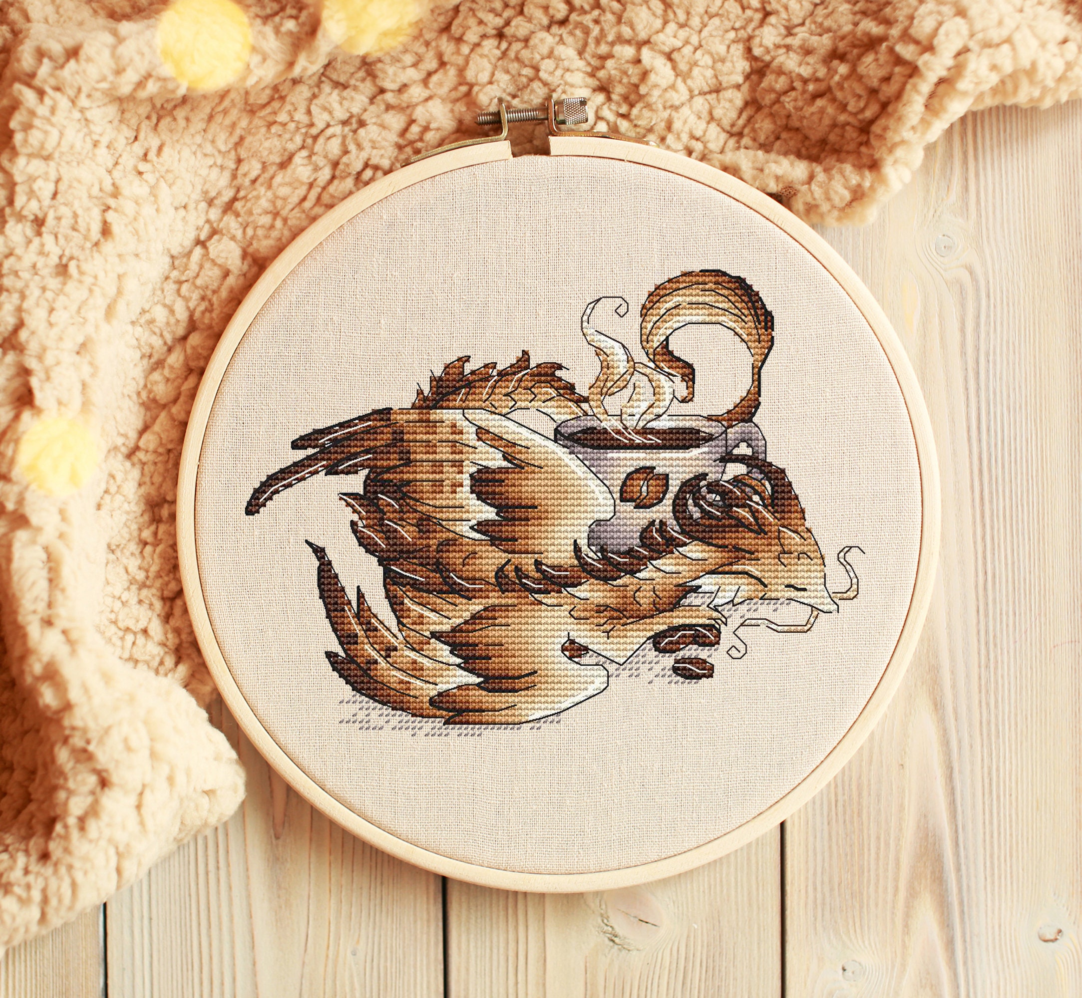 Dragon Cross Stitch Pattern PDF Coffee Dragon Cross Stitch - Etsy