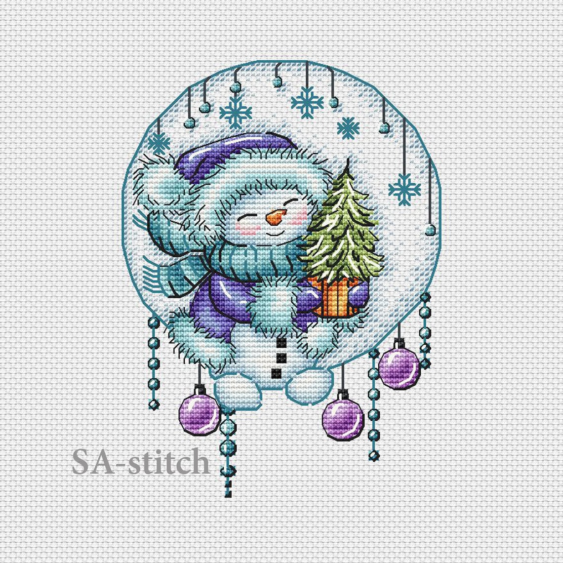 Christmas Cross Stitch Pattern PDF Christmas Snowman Counted - Etsy