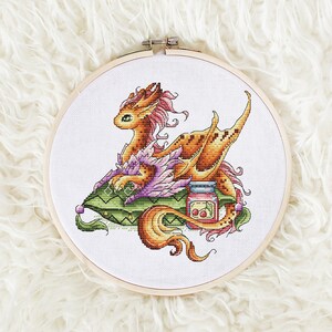 Dragon Cross Stitch Pattern PDF, Dragon With Jam Cross Stitch, Fantasy ...