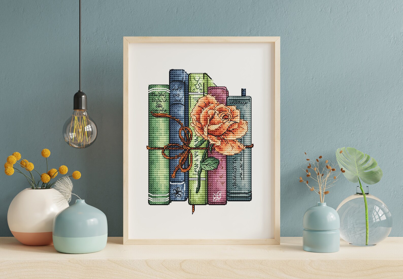 Books Cross Stitch Pattern PDF Rose Counted Cross Stitch | Etsy