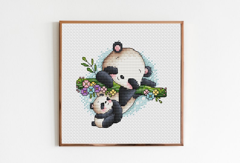 Panda Cross Stitch Pattern PDF Instant Download Panda Family - Etsy