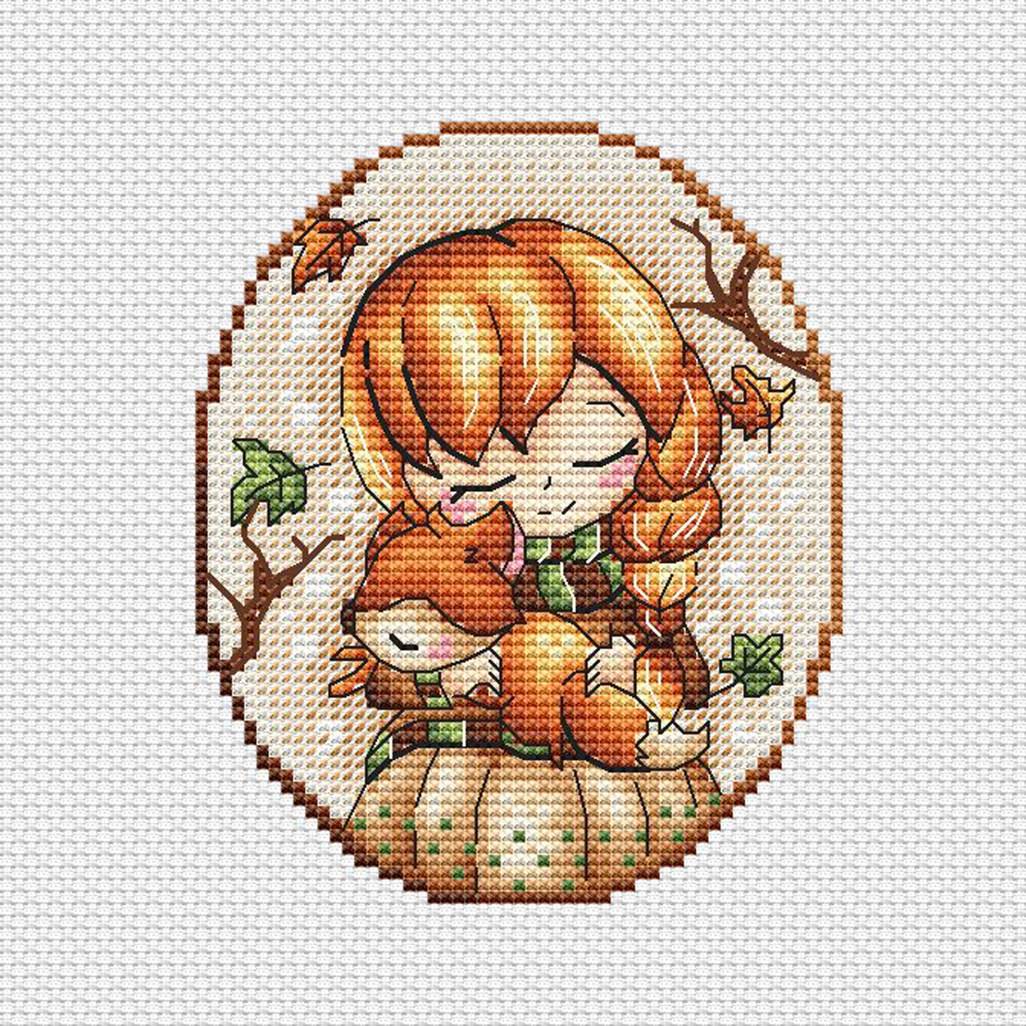 Girl Cross Stitch Pattern PDF Girl With a Fox Counted Cross - Etsy