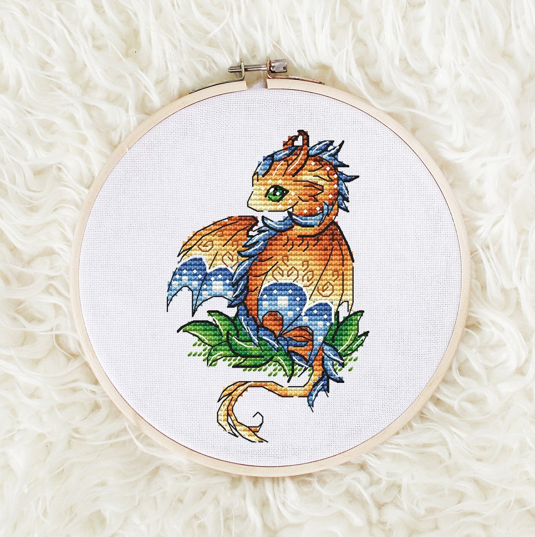 Dragon Cross Stitch Pattern PDF, Cute Baby Dragon Cross Stitch, Fantasy ...