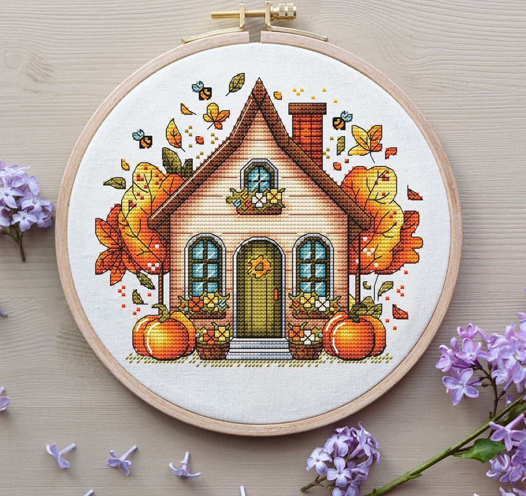 Autumn House Cross Stitch Pattern PDF Instant Download, Autumn Cute ...
