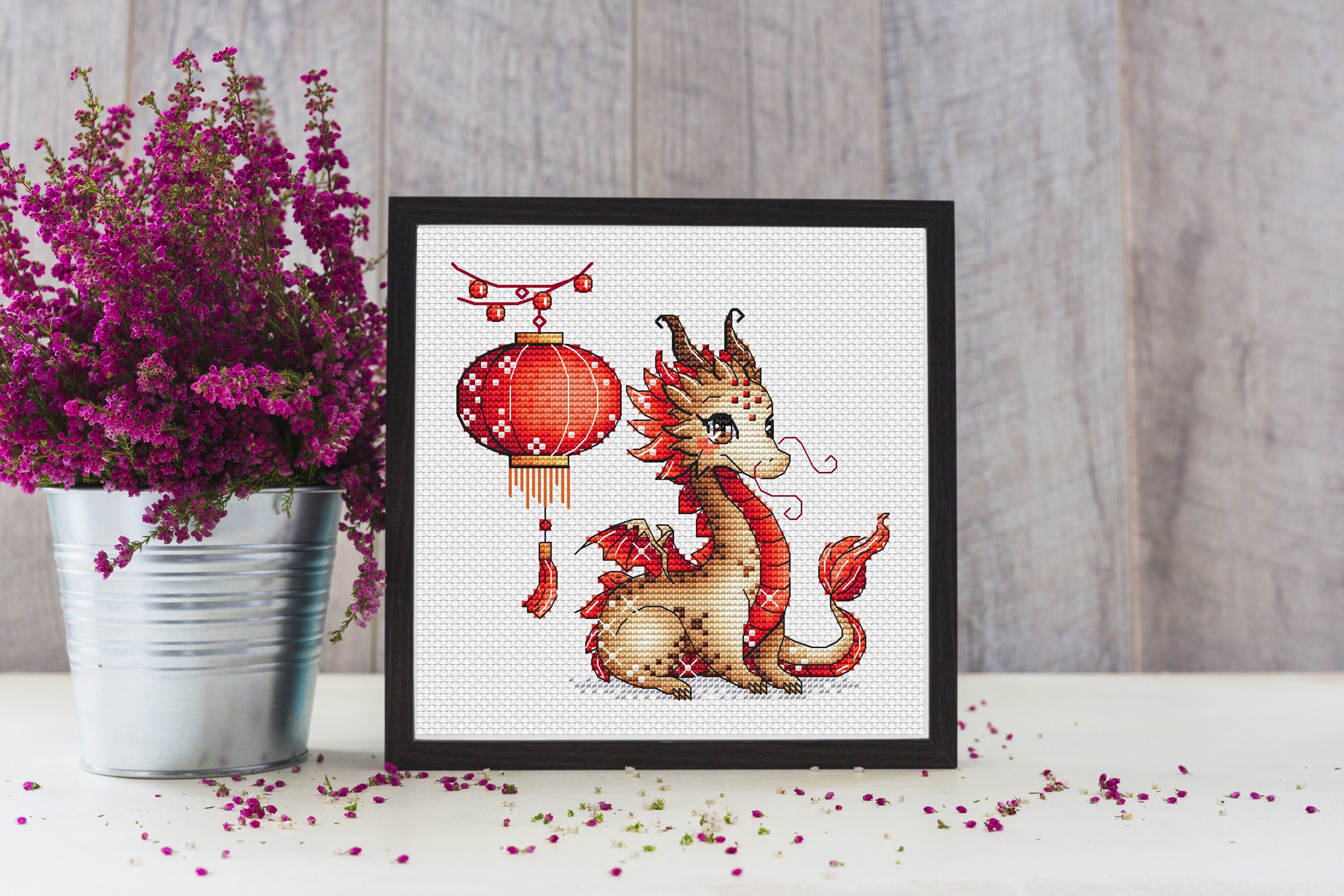 Dragon Cross Stitch Pattern PDF, Chinese Red Dragon Counted Dragon Cross Stitch Pattern PDF, Chinese Red Dragon Counted