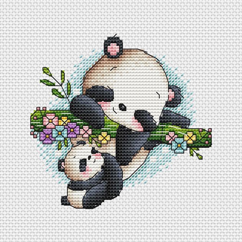 Panda Cross Stitch Pattern PDF Instant Download Panda Family - Etsy