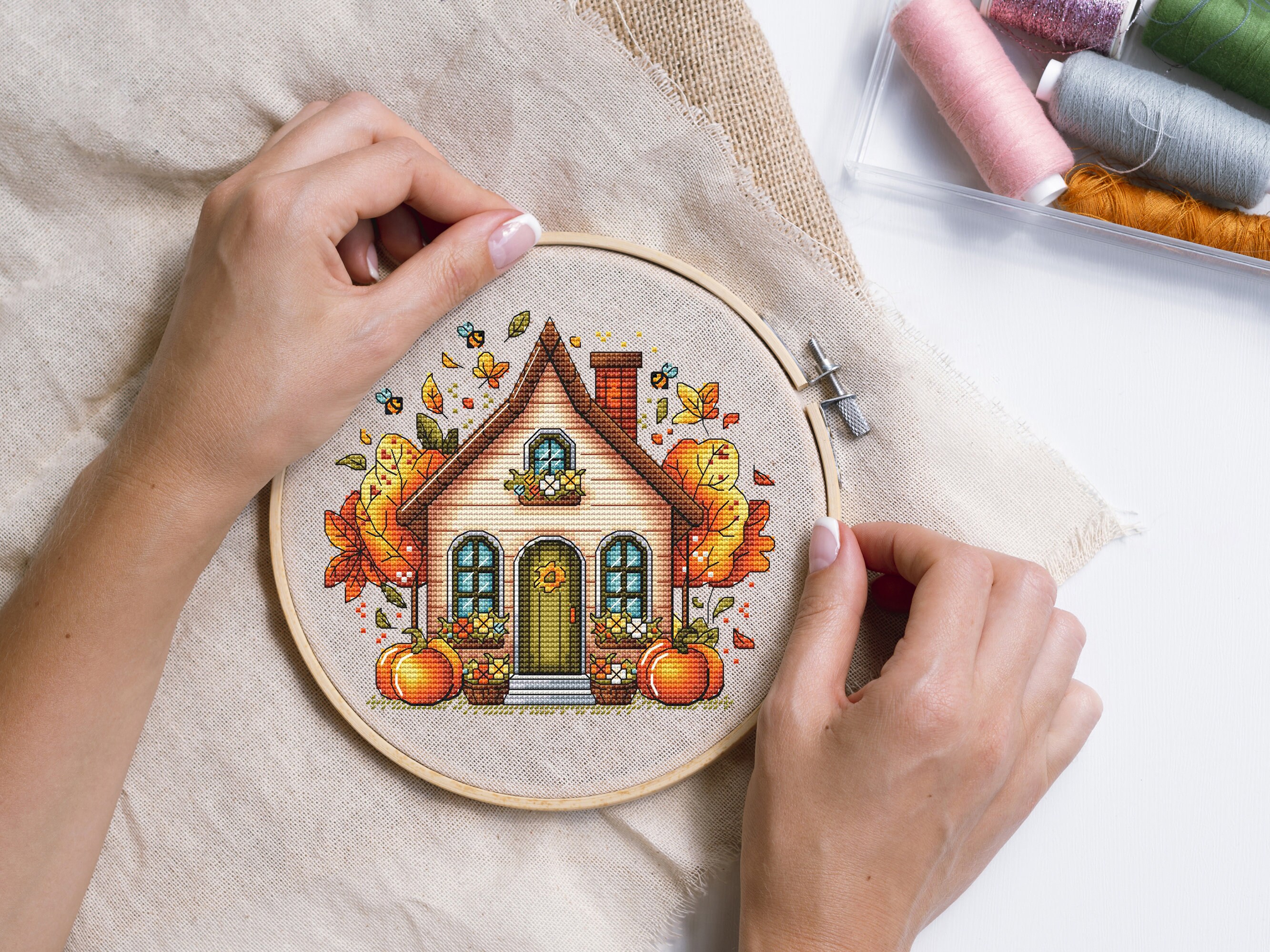 Autumn House Cross Stitch Pattern PDF Instant Download, Autumn Cute ...