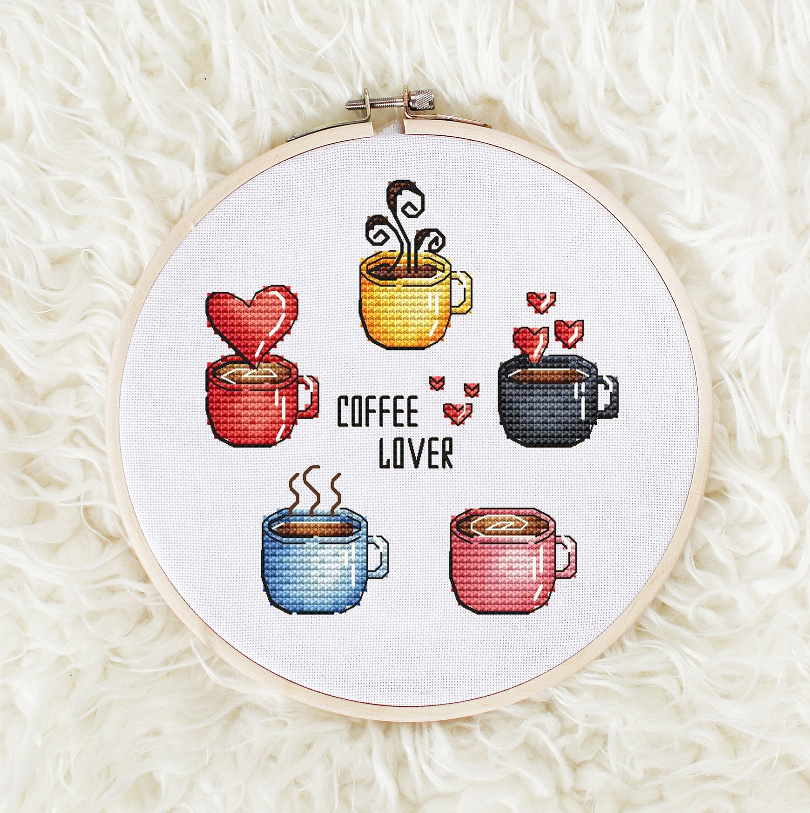 Coffee Cross Stitch Pattern PDF Cups of Coffee Counted Cross - Etsy