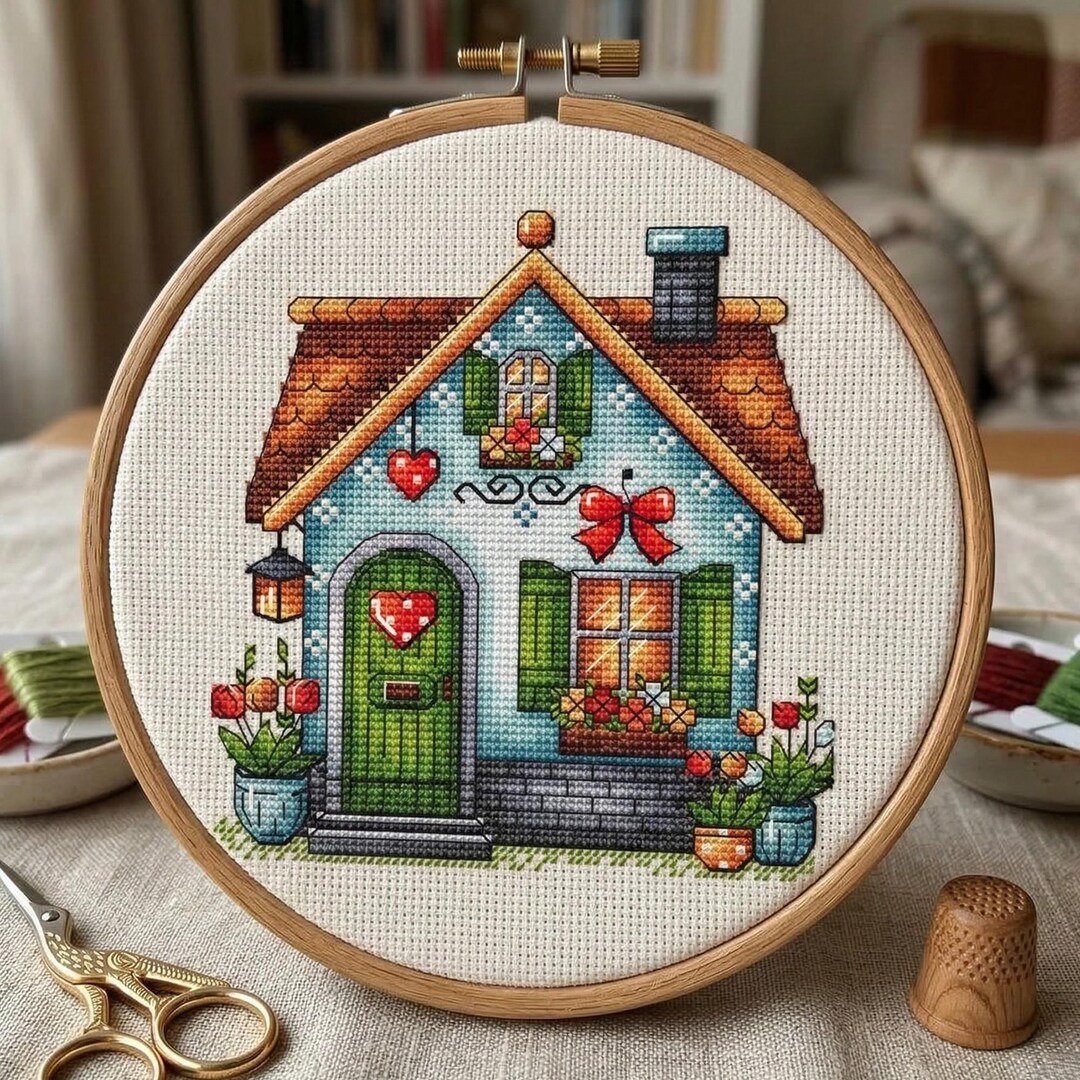 Love House Cross Stitch Pattern, Valentine's Day Decor (PDF Pattern) - Etsy