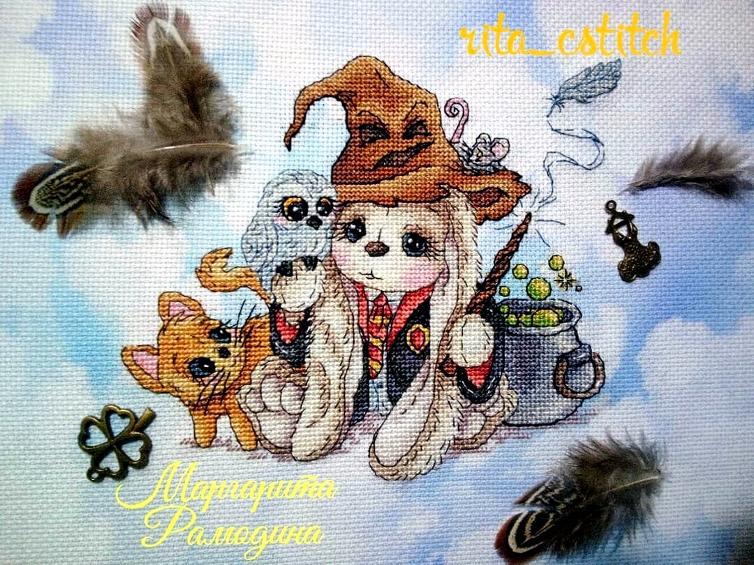 Wizard Cross Stitch Pattern PDF, Halloween Decoration, Owl Embroidery ...