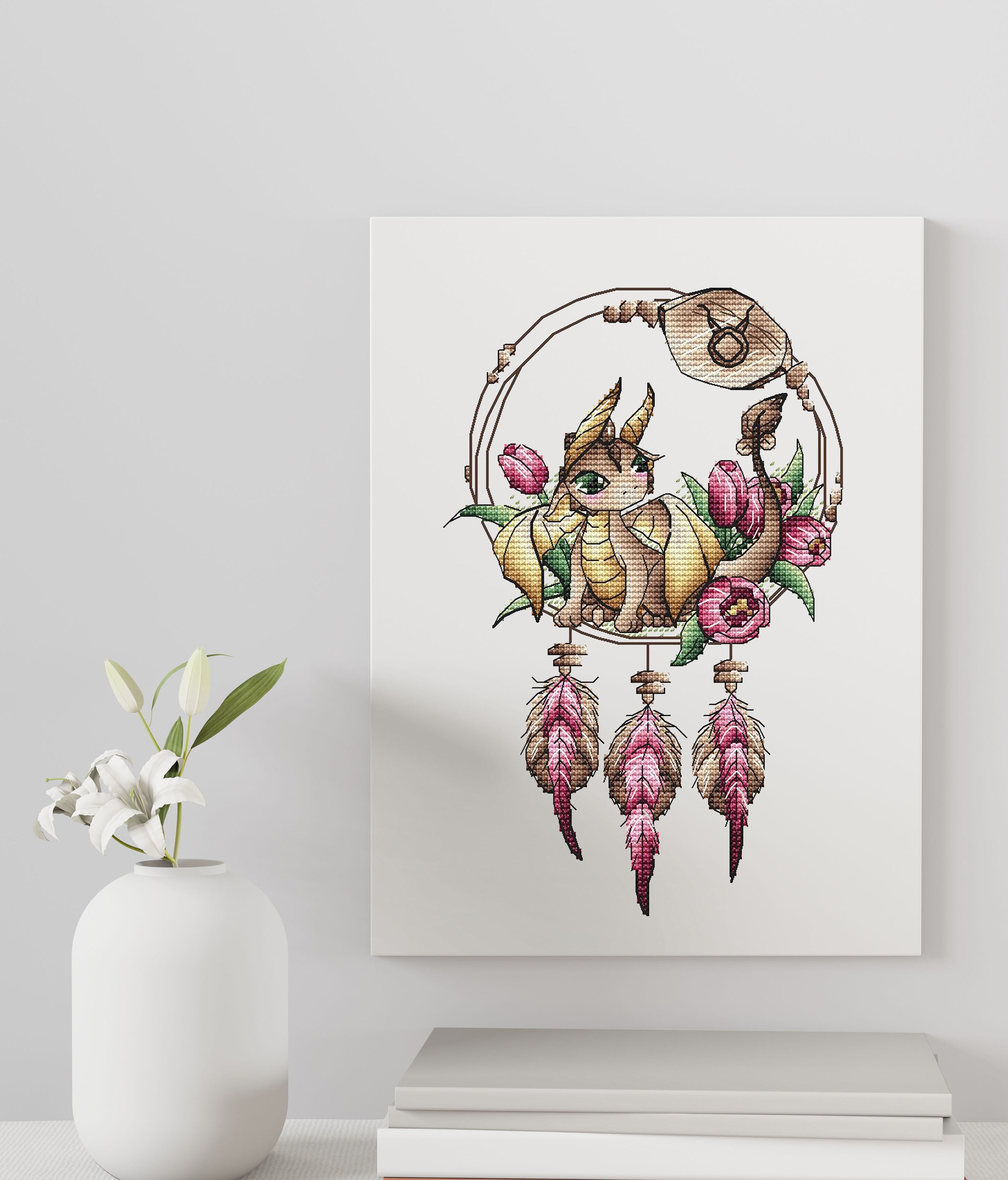 Taurus Dragon Cross Stitch Pattern Dragon Dreamcatcher - Etsy