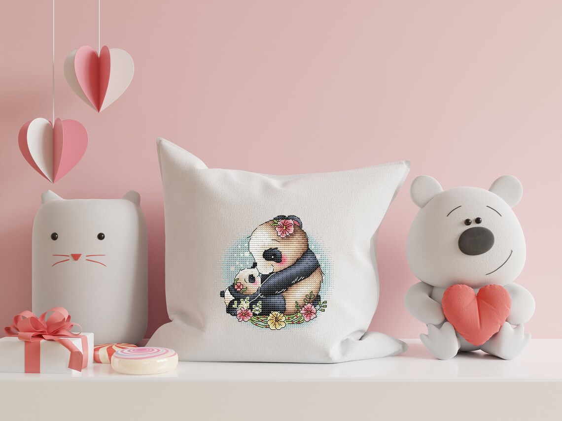 Panda Family Cross Stitch Pattern PDF Instant Download, Mommy and Baby ...
