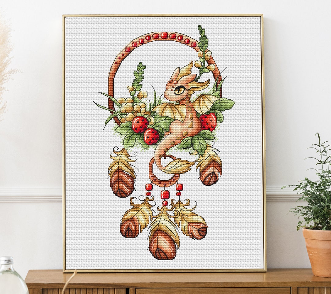 Dragon Cross Stitch Pattern PDF Instant Download, Dreamcatcher With ...