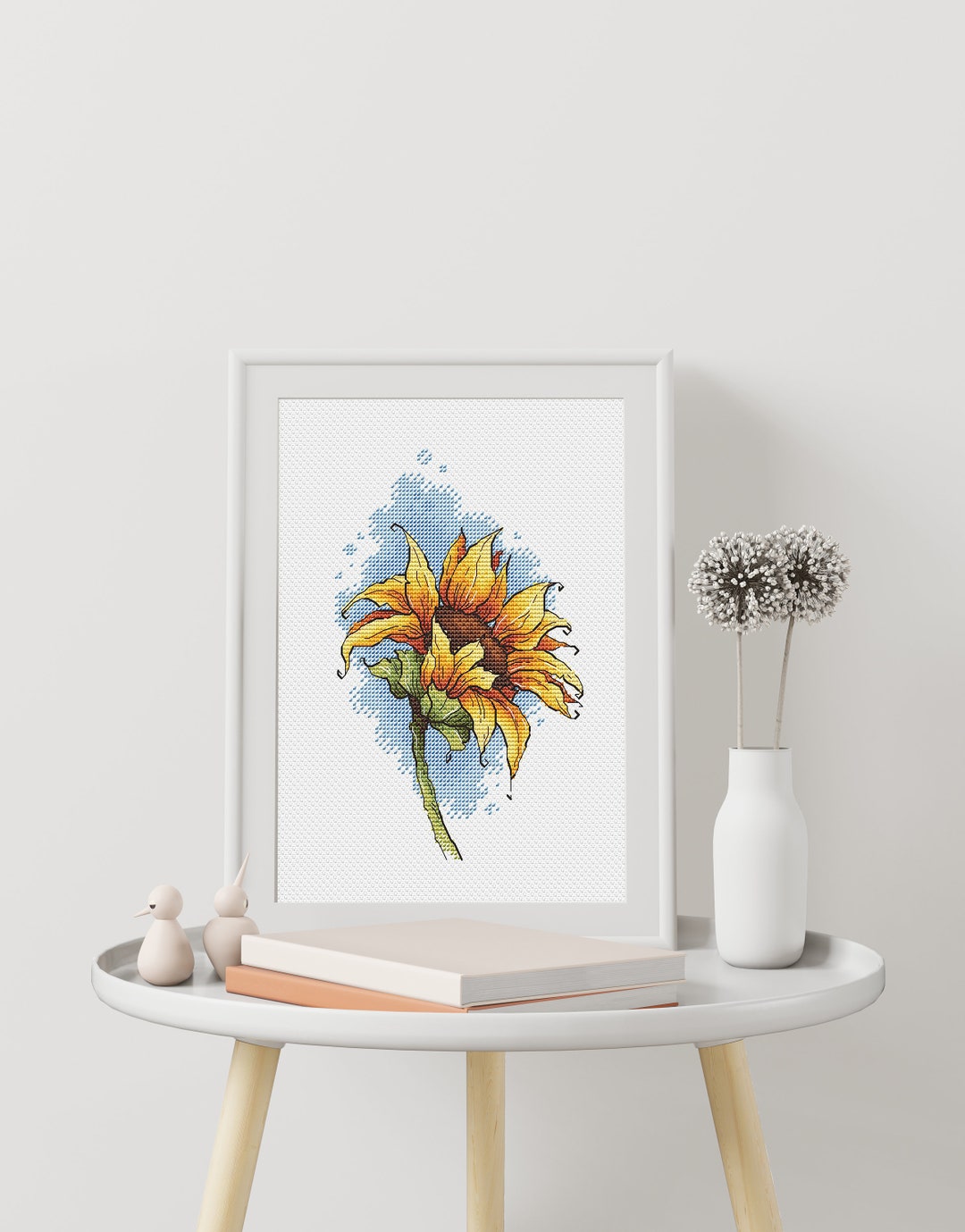 Sunflower Cross Stitch Chart, Flower Counted Cross Stitch Pattern Pdf ...