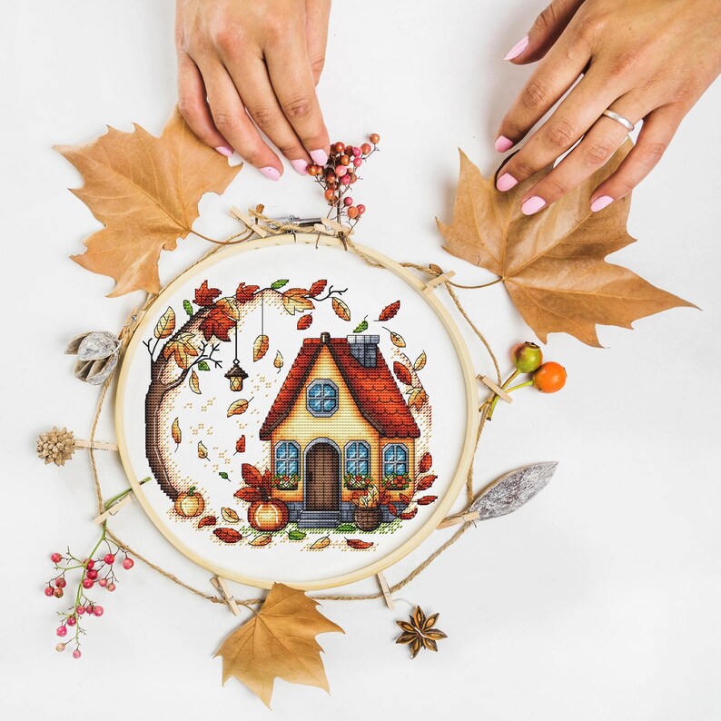 Autumn House Cross Stitch Pattern PDF Instant Download, Autumn Cute ...