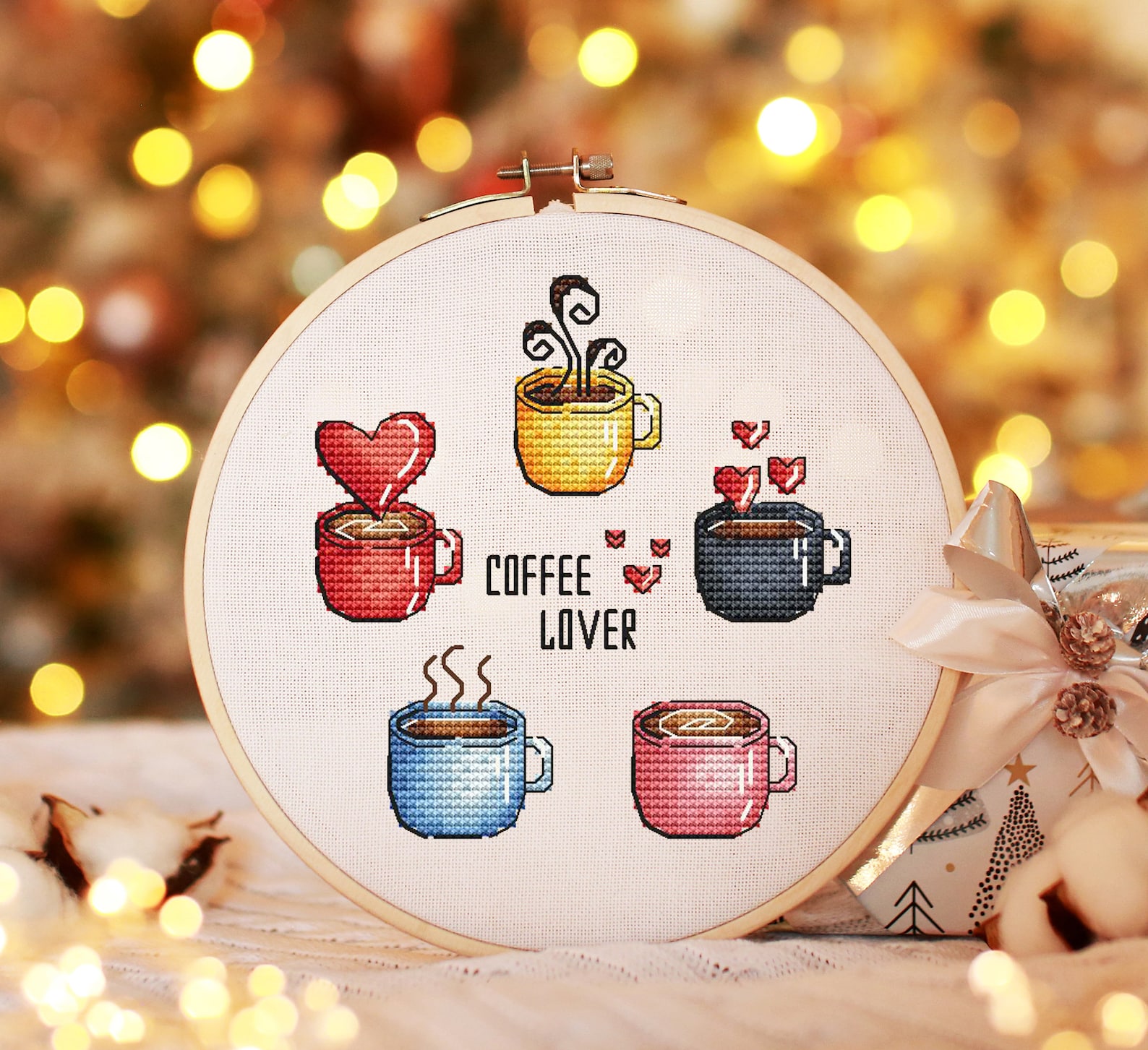 Coffee Cross Stitch Pattern PDF Cups of Coffee Counted Cross - Etsy