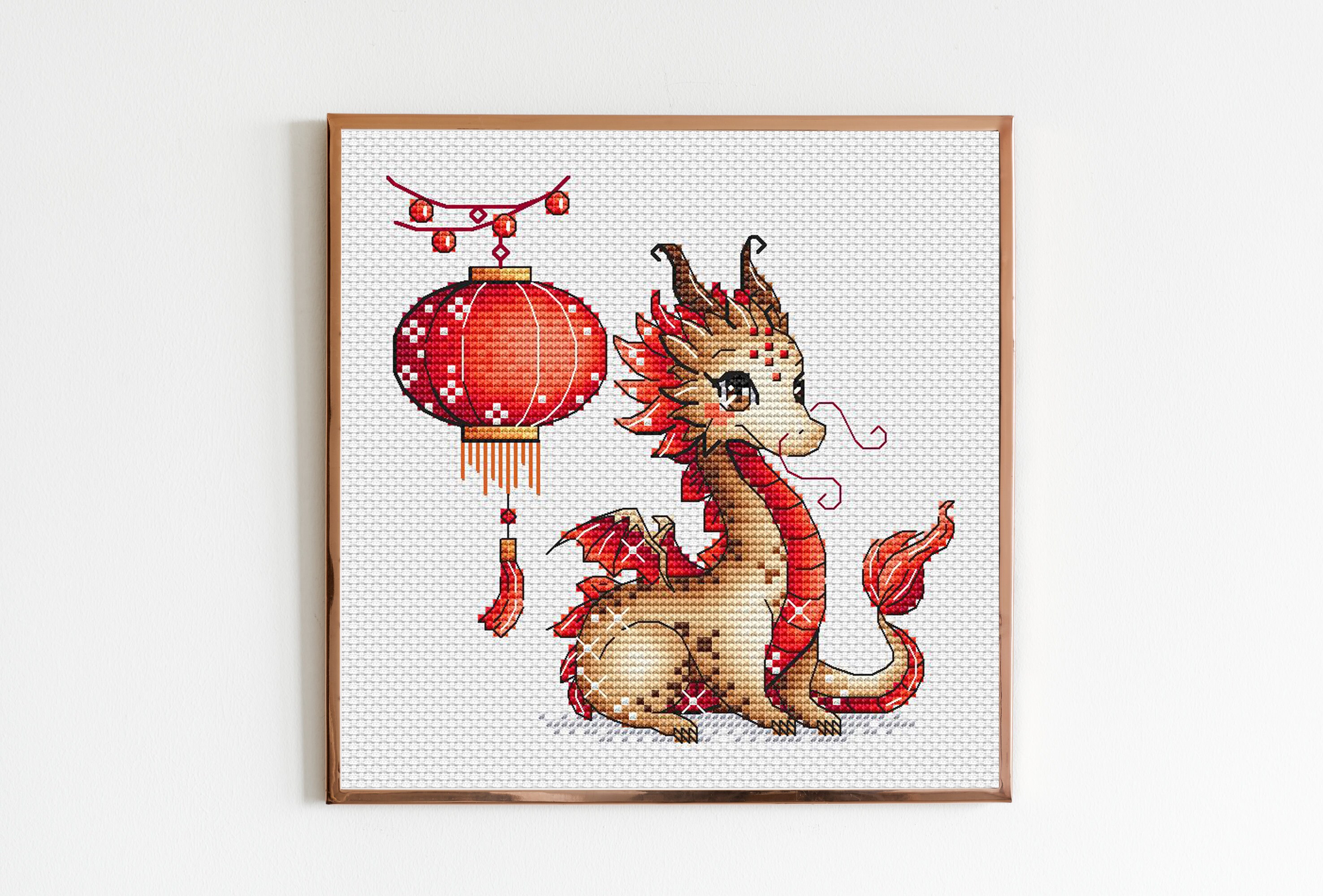 Dragon Cross Stitch Pattern PDF, Chinese Red Dragon Counted Dragon Cross Stitch Pattern PDF, Chinese Red Dragon Counted