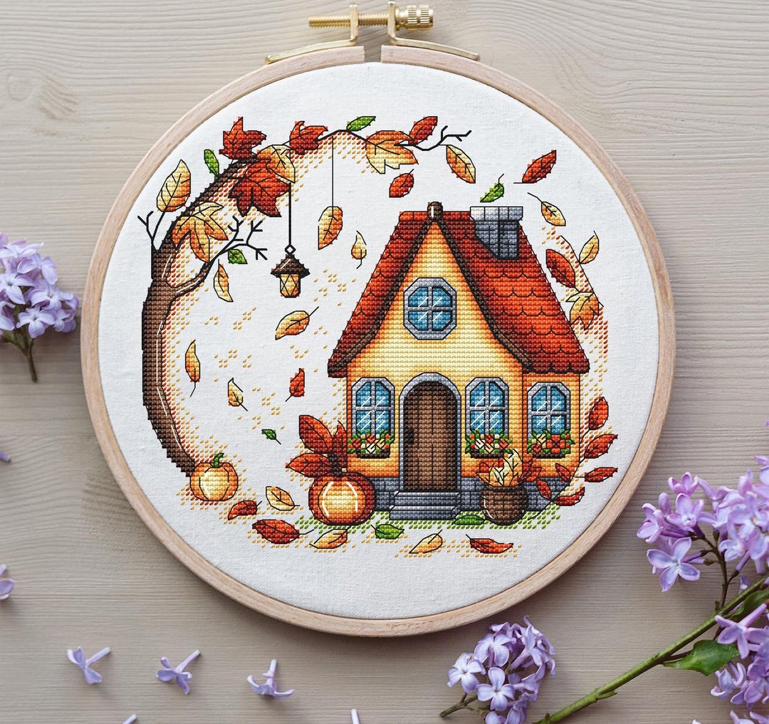 Autumn House Cross Stitch Pattern PDF Instant Download, Autumn Cute ...