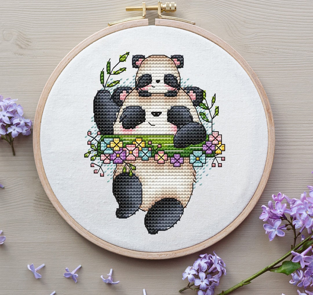 Panda Cross Stitch Pattern PDF Instant Download, Panda Family Cross ...
