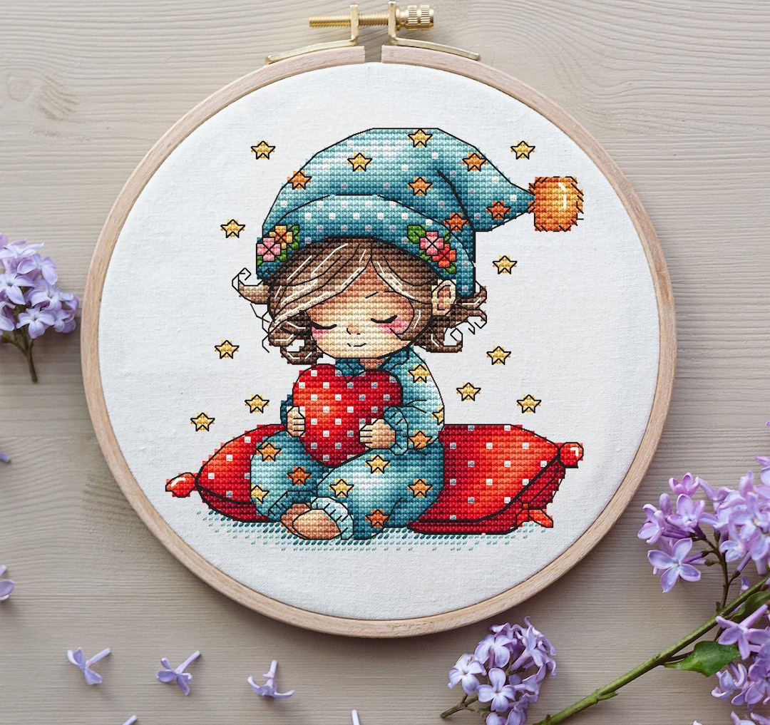 Child With Heart Cross Stitch Pattern, Little Child Cross Stitch ...