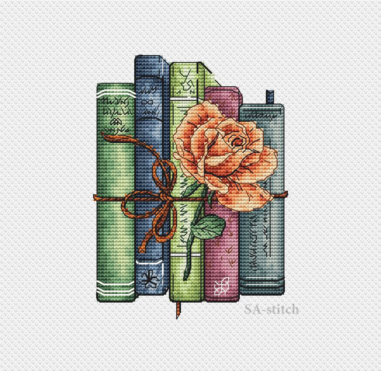 Books Cross Stitch Pattern PDF Rose Counted Cross Stitch | Etsy
