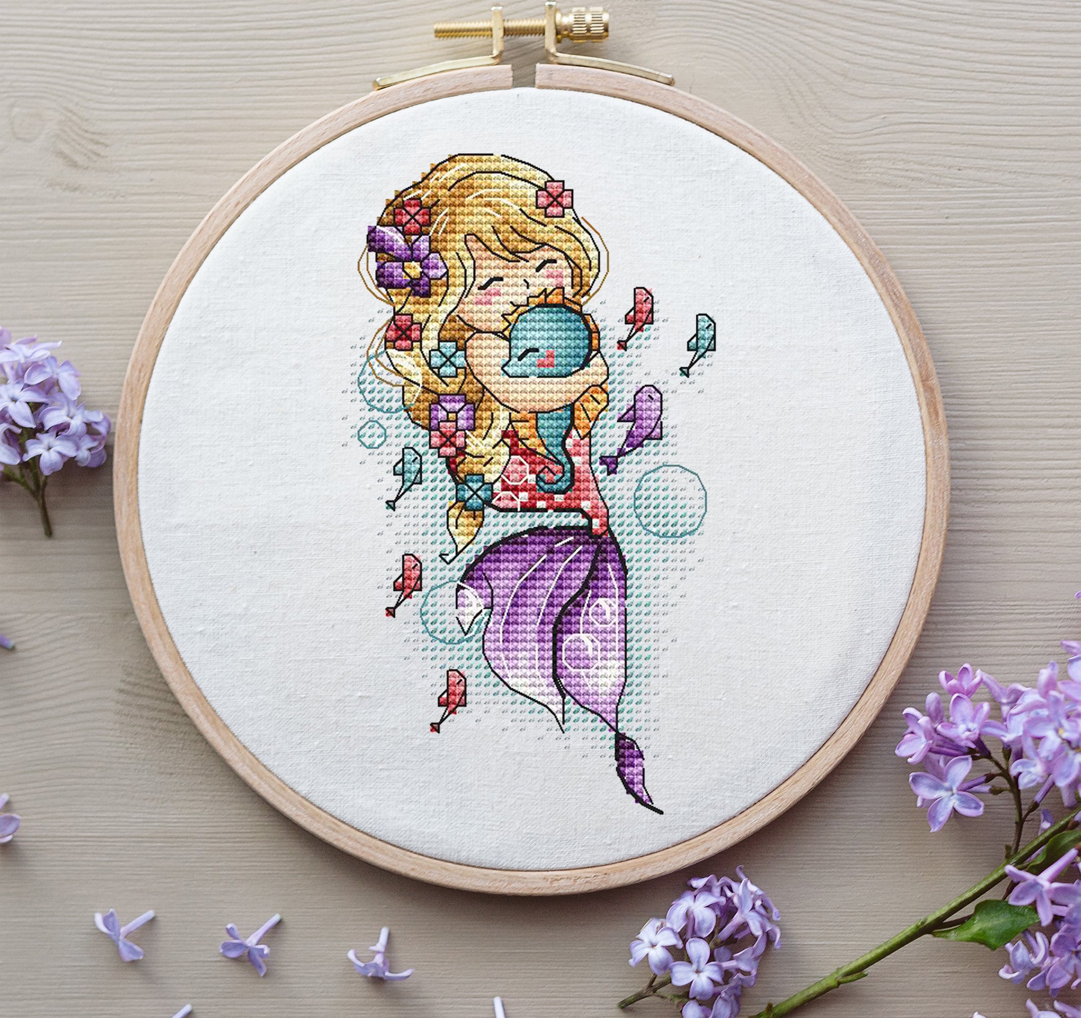 Mermaid Cross Stitch Pattern Ocean Princess Digital Pattern - Etsy
