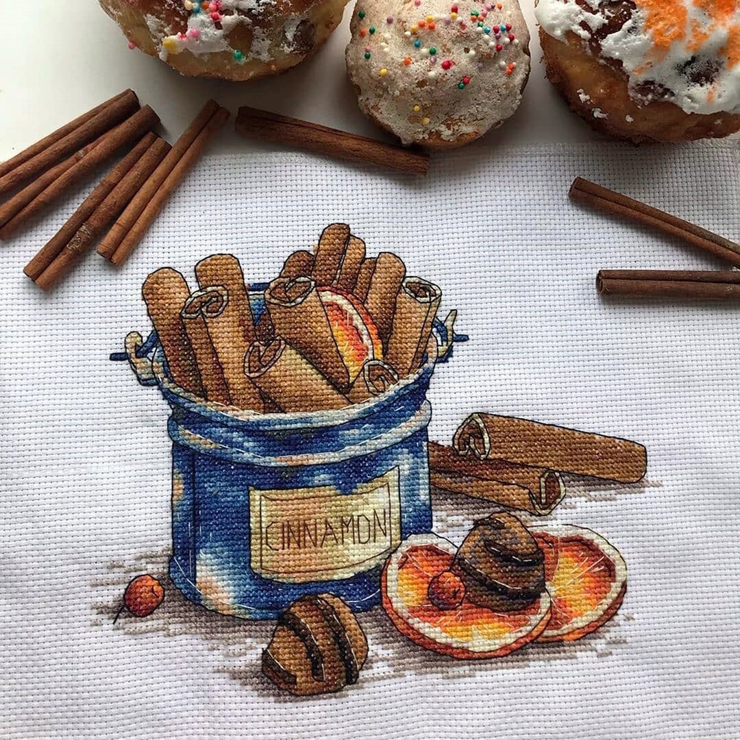 Box With Cinnamon Cross Stitch Pattern PDF, Winter Decor Cross Stitch ...