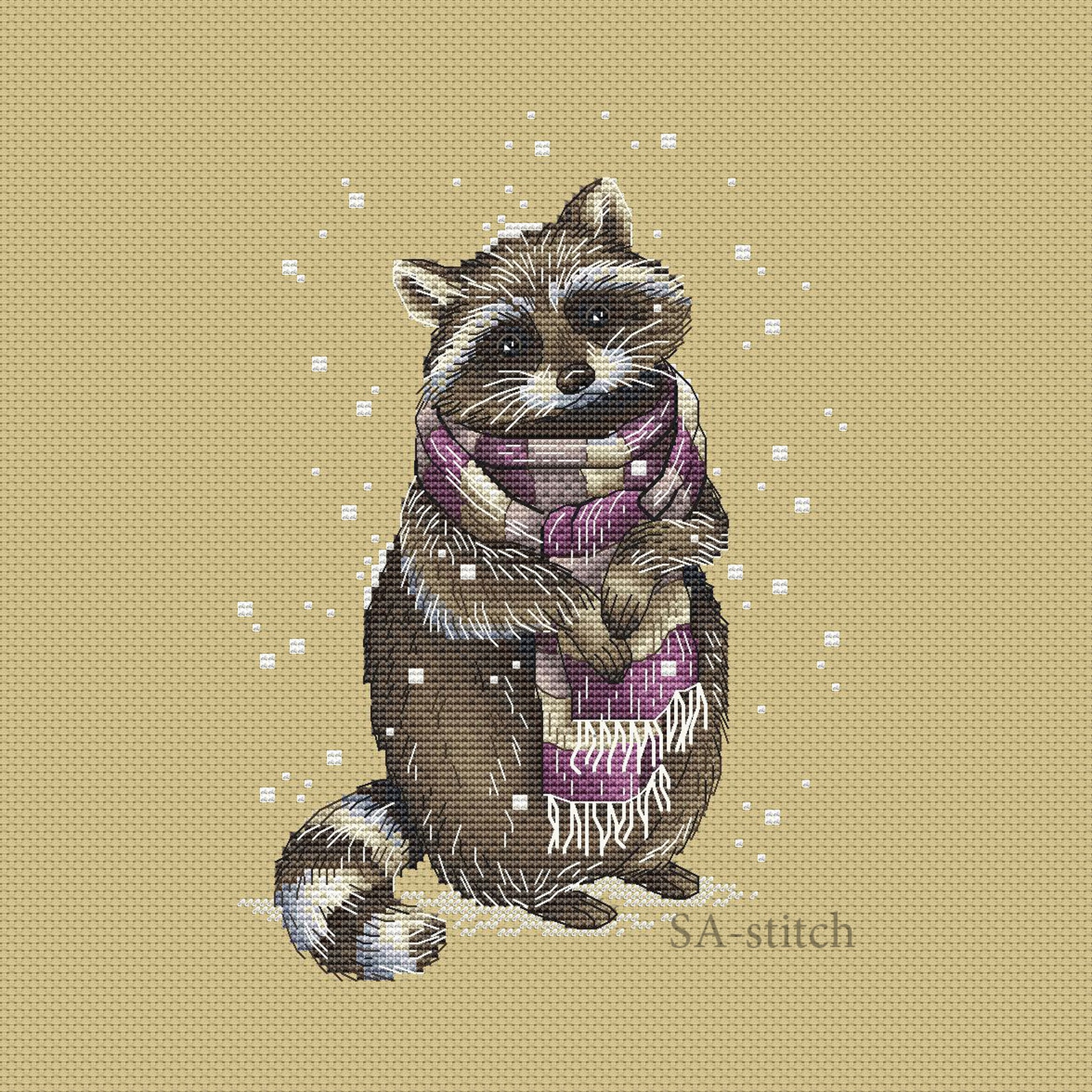 Raccoon Cross Stitch Animal Cross Stitch Pattern PDF Instant - Etsy