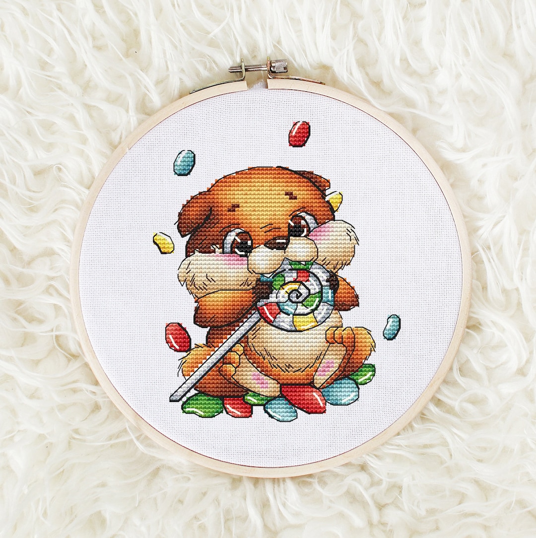 Hamster Cross Stitch Pattern PDF, Hamster With Candy Cross Stitch ...