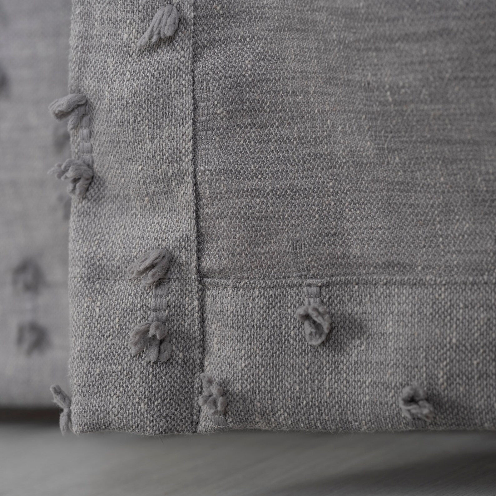 Gray Pom Pom Curtain Panels, Linen Look Special Fluffy Drapes for ...