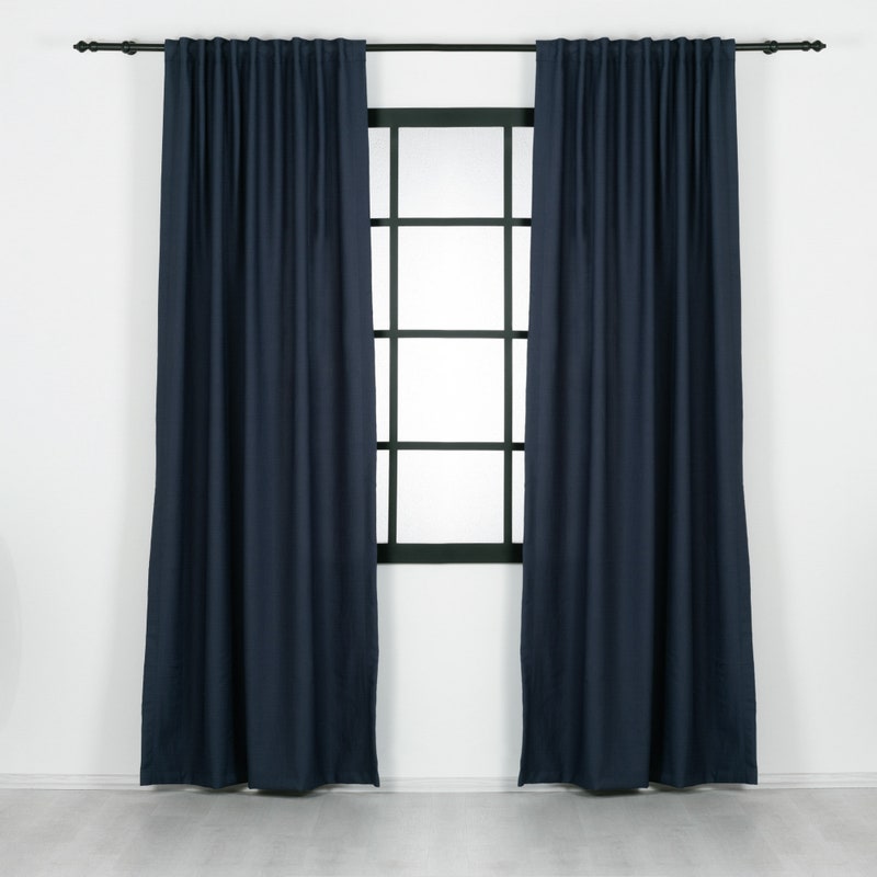 Navy Blue Pleated Drapes - Etsy