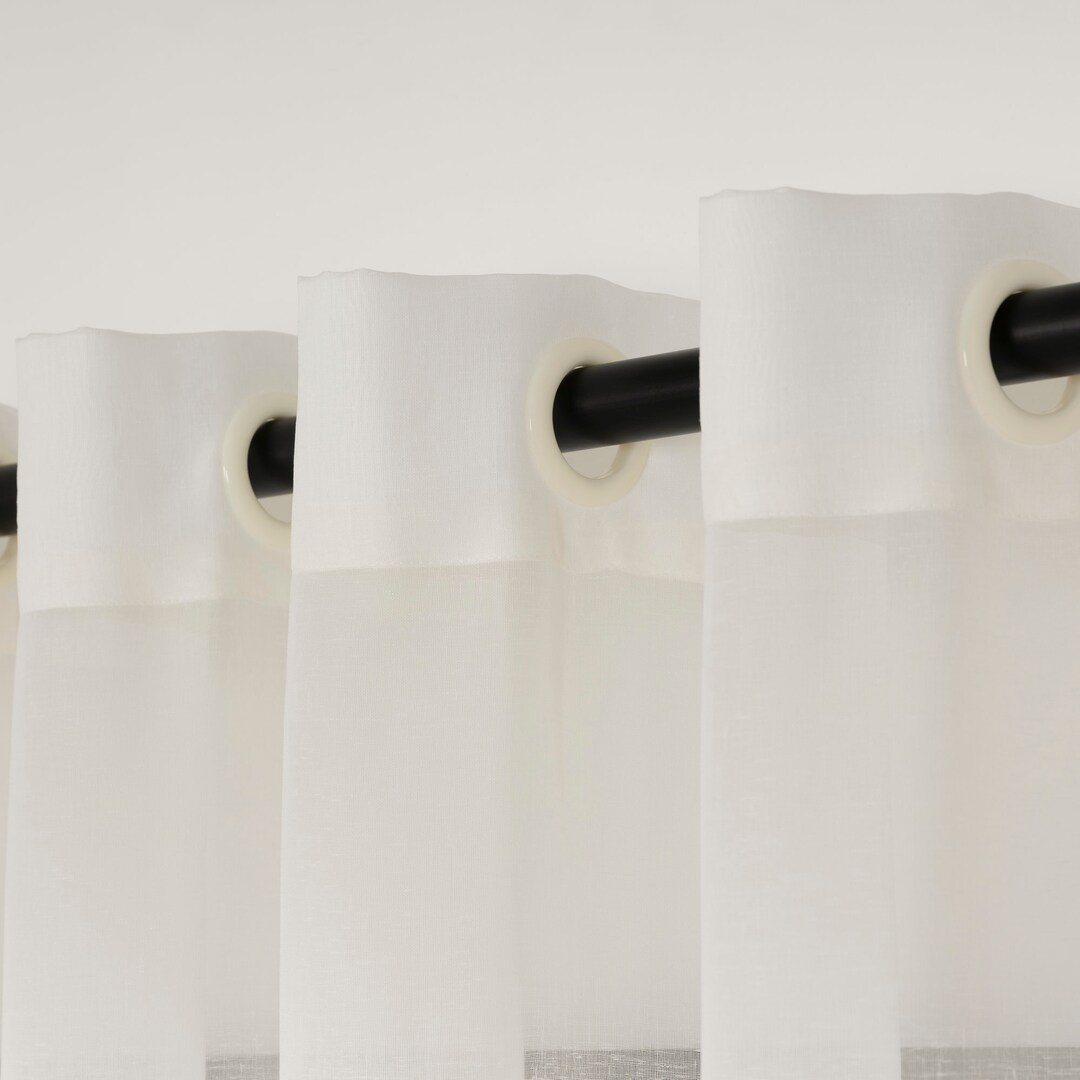 Linen Look Cream Color Luxury Sheers Curtains, Custom Size Modern Tulle ...