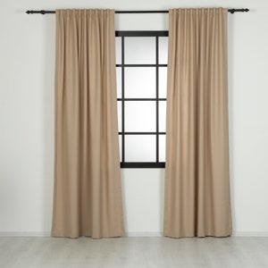 Coffee Milk Color Curtains, Custom Size Linen Look Drapes, Luxury and ...