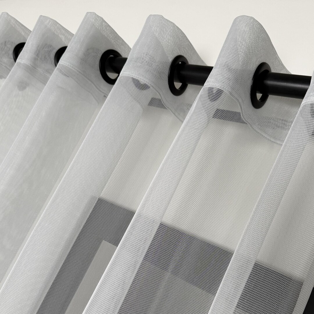 Custom Size Gray Color Sheer Curtains, Net Voile Tulle Curtain Panels ...