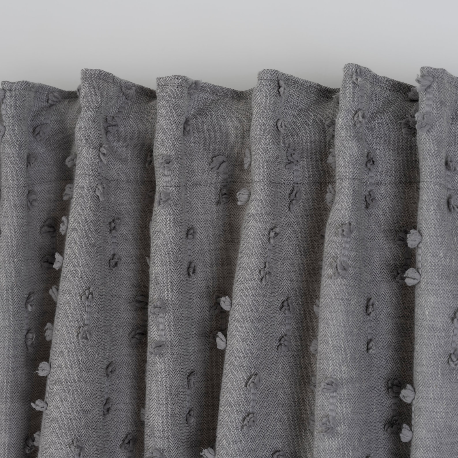 Gray Pom Pom Curtain Panels, Linen Look Special Fluffy Drapes for ...