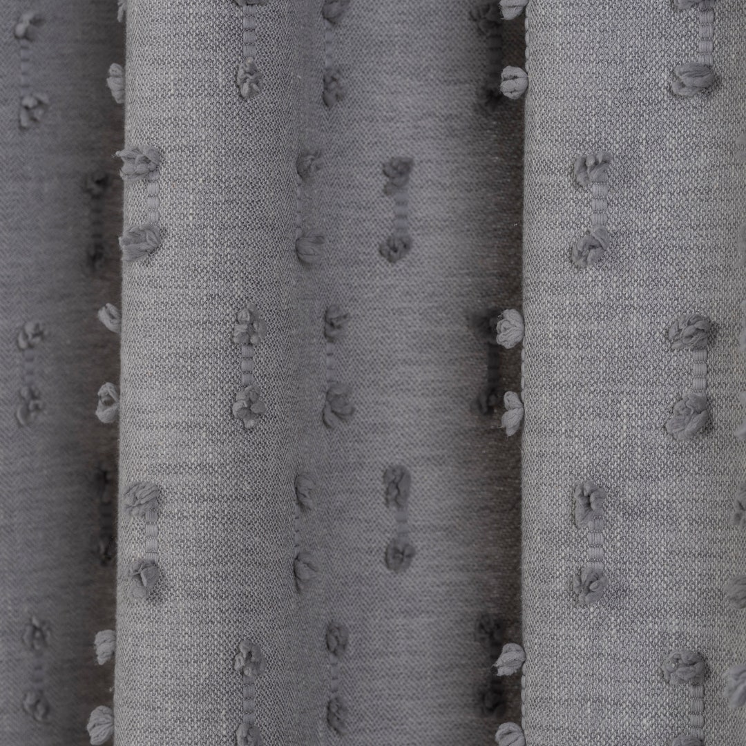 Gray Pom Pom Curtain Panels, Linen Look Special Fluffy Drapes for ...