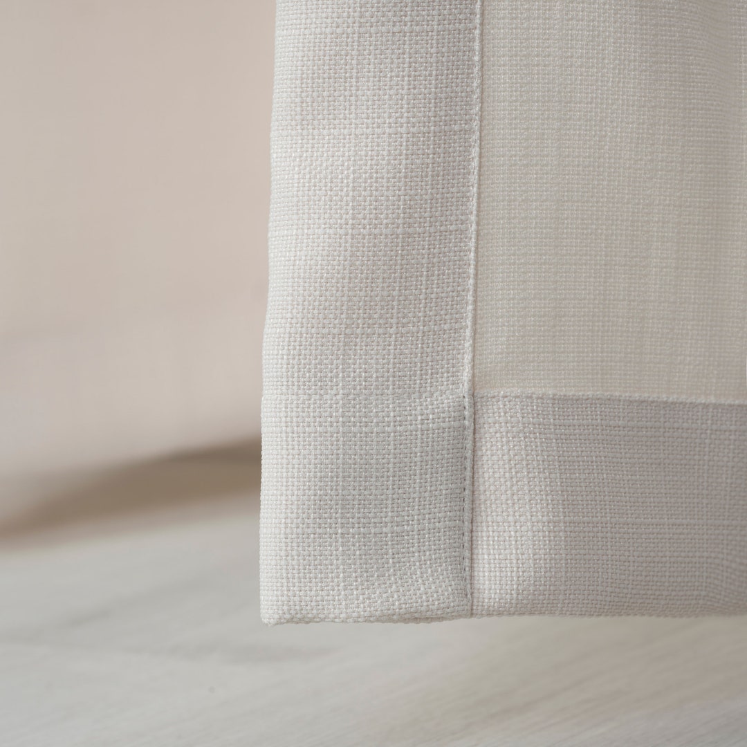 Linen Look Cream Color Custom Size Curtains, Modern Drapery Panels ...